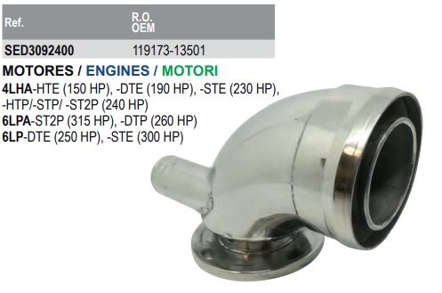 COUDE ECHAPPEMENT INOX YANMAR 119173-13501
